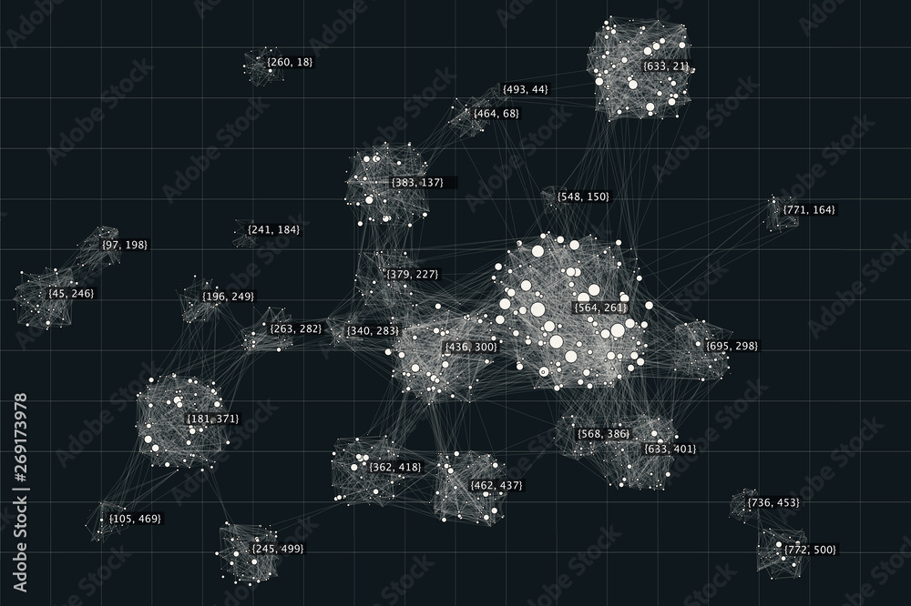 Big data visual representation. Cluster analysis visualization. Cluster ...