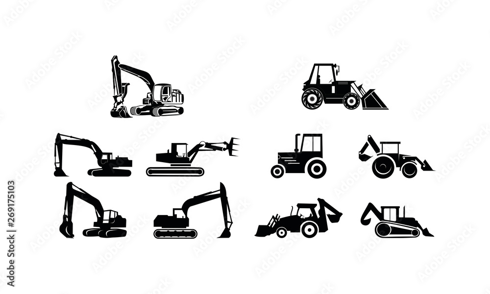 Heavy equipment set template vector Stock Vector | Adobe Stock