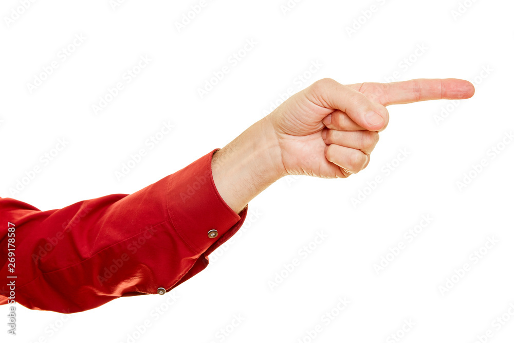 Mann zeigt mit Zeigefinger Stock Photo | Adobe Stock