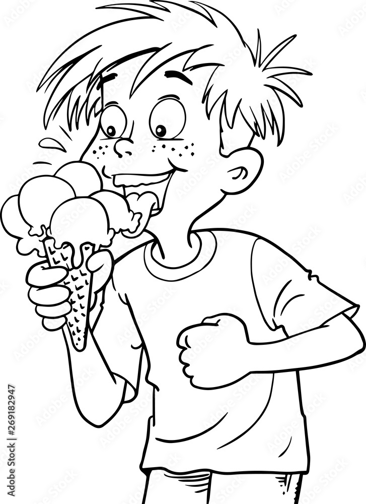 Kids Eating Clipart Black And White