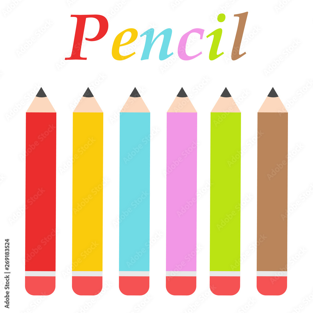 Pencils. Set of colored pencils on white background. Vector ...