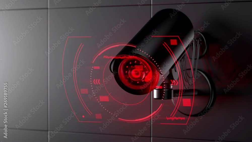 Cctv with futuristic interface scans environment for information about ...