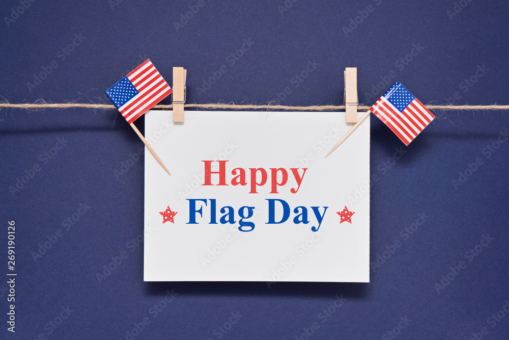 Greeting card with text Happy Flag Day for 14th June to celebrate ...