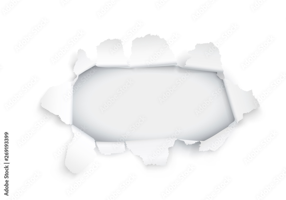 Explosion paper hole on the white background Stock Vector | Adobe Stock