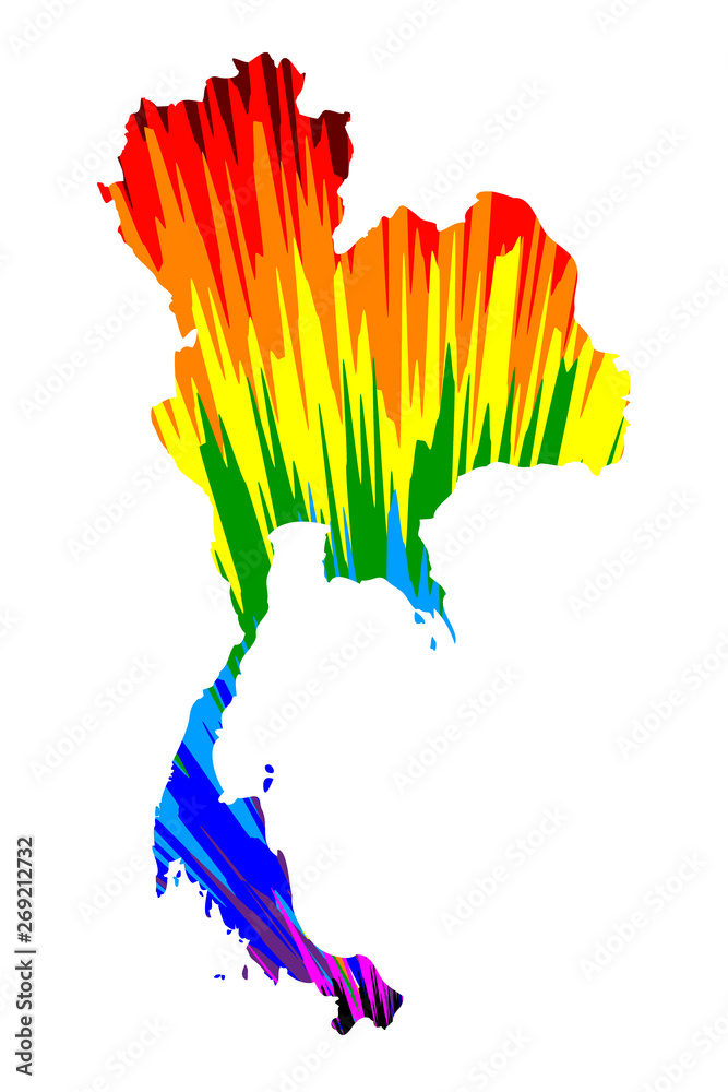Thailand - map is designed rainbow abstract colorful pattern, Kingdom ...