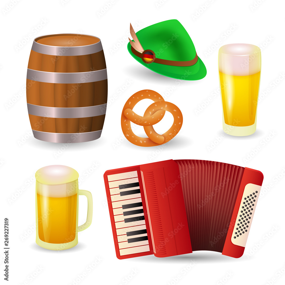 Beer festival symbols in Germany. Collection for Oktoberfest. Can be ...