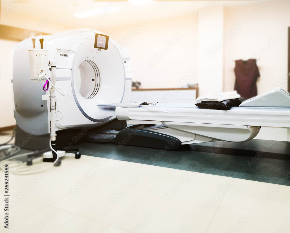 Multi detector CT Scanner ( Computed Tomography ) on blurred CT Scan ...