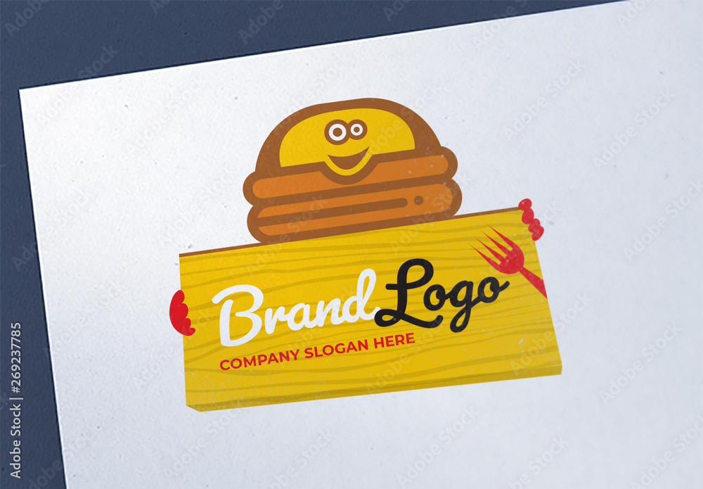 Logo Layout Design with Cartoon Burger Character Stock Template | Adobe ...