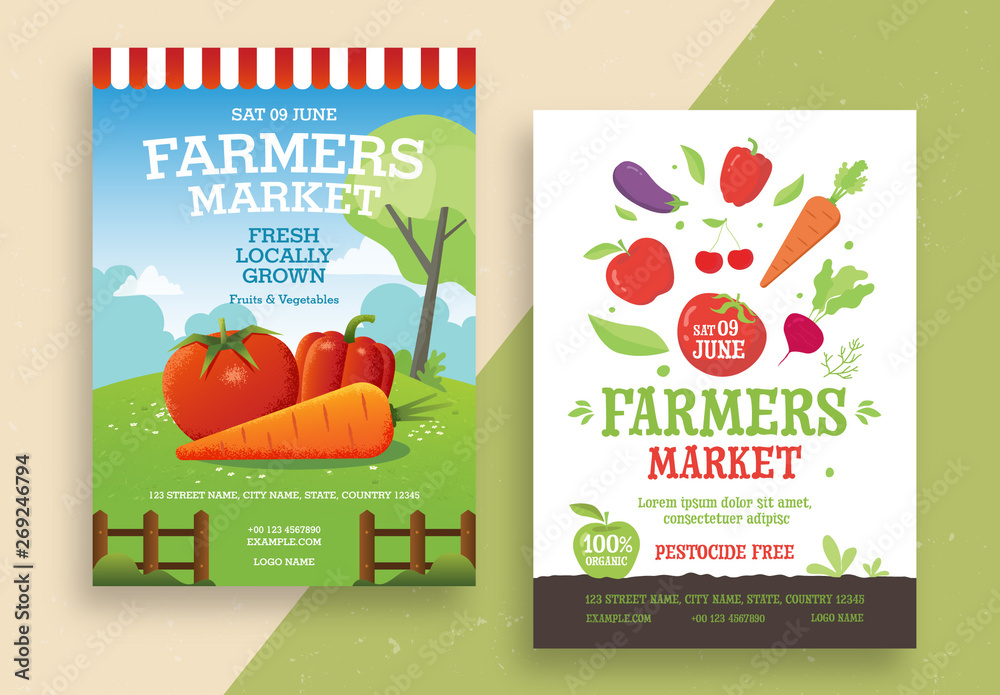 Farmers Market Poster Layout Stock Template | Adobe Stock