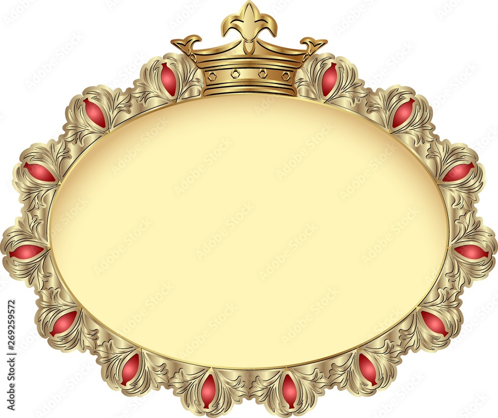 isolated golden frame with crown Stock Vector | Adobe Stock