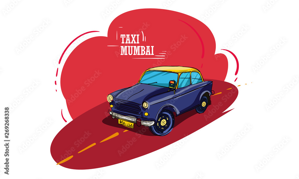 mumbai taxi car illustration vector Stock Vector | Adobe Stock