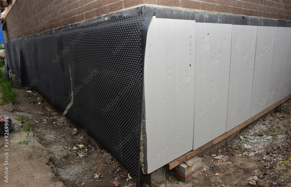 Foundation foam insulation boards with waterproofing, damp proofing ...