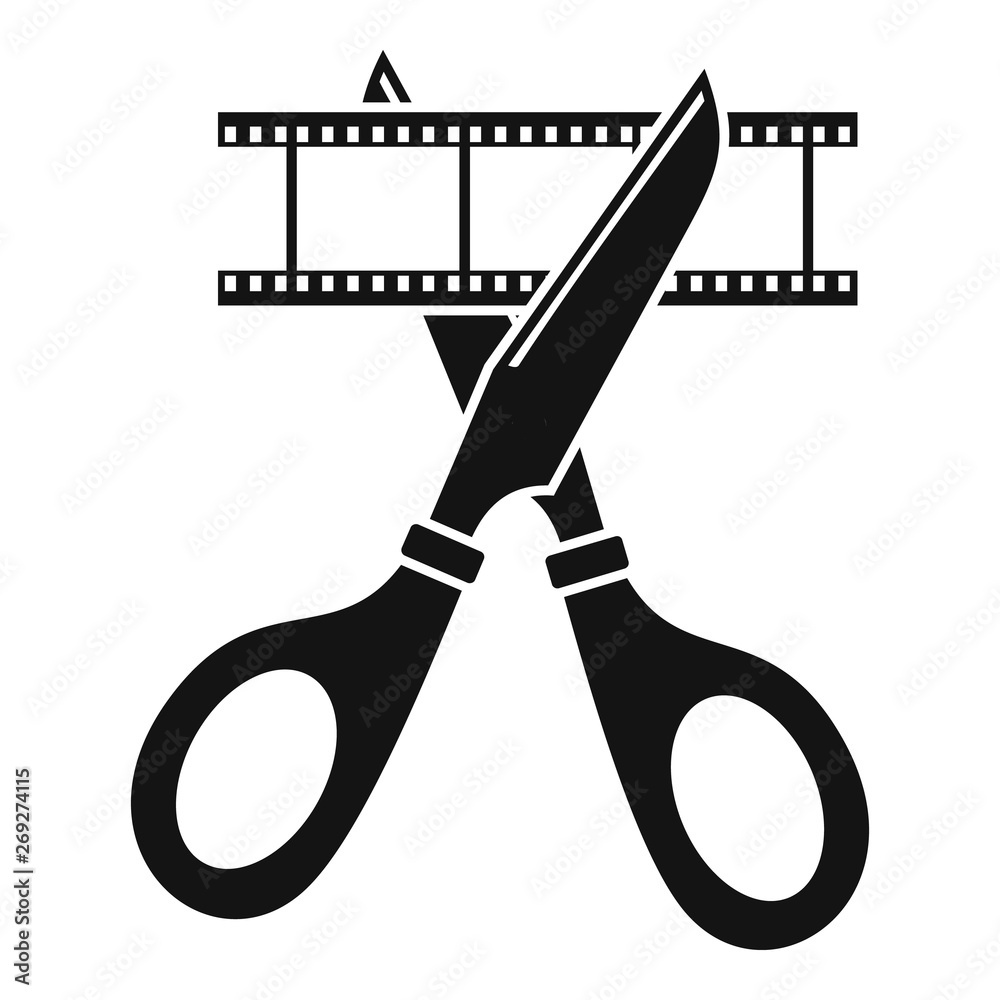 Scissors cut film icon. Simple illustration of scissors cut film vector ...