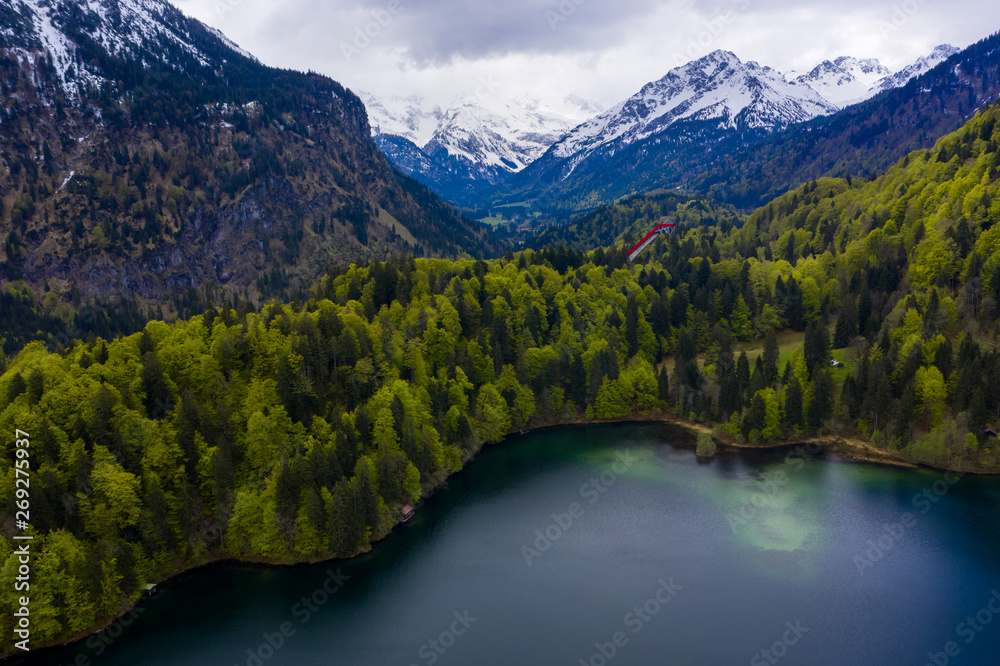 Freibergsee mit Skiflugschanze in Oberstdorf Stock Photo | Adobe Stock