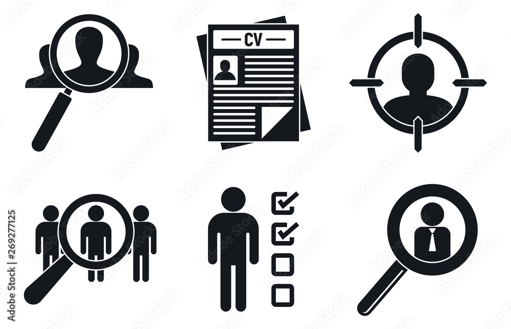 Recruitment icons set. Simple set of recruitment vector icons for web ...