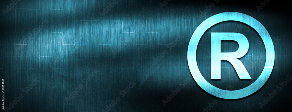 Registered symbol icon abstract blue banner background Stock ...