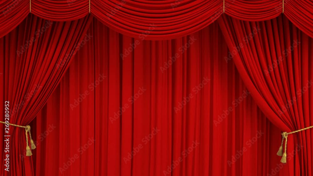 Beautiful Classic Theatrical Red Abstract Curtain Opening Rising and ...