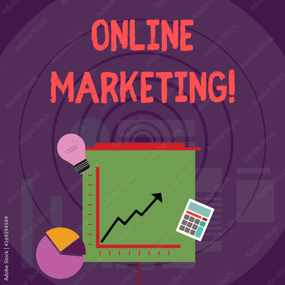 Writing note showing Online Marketing. Business concept for leveraging ...