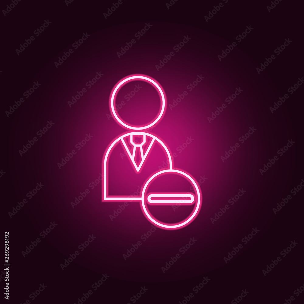 Employee minus neon icon. Elements of Team work set. Simple icon for ...