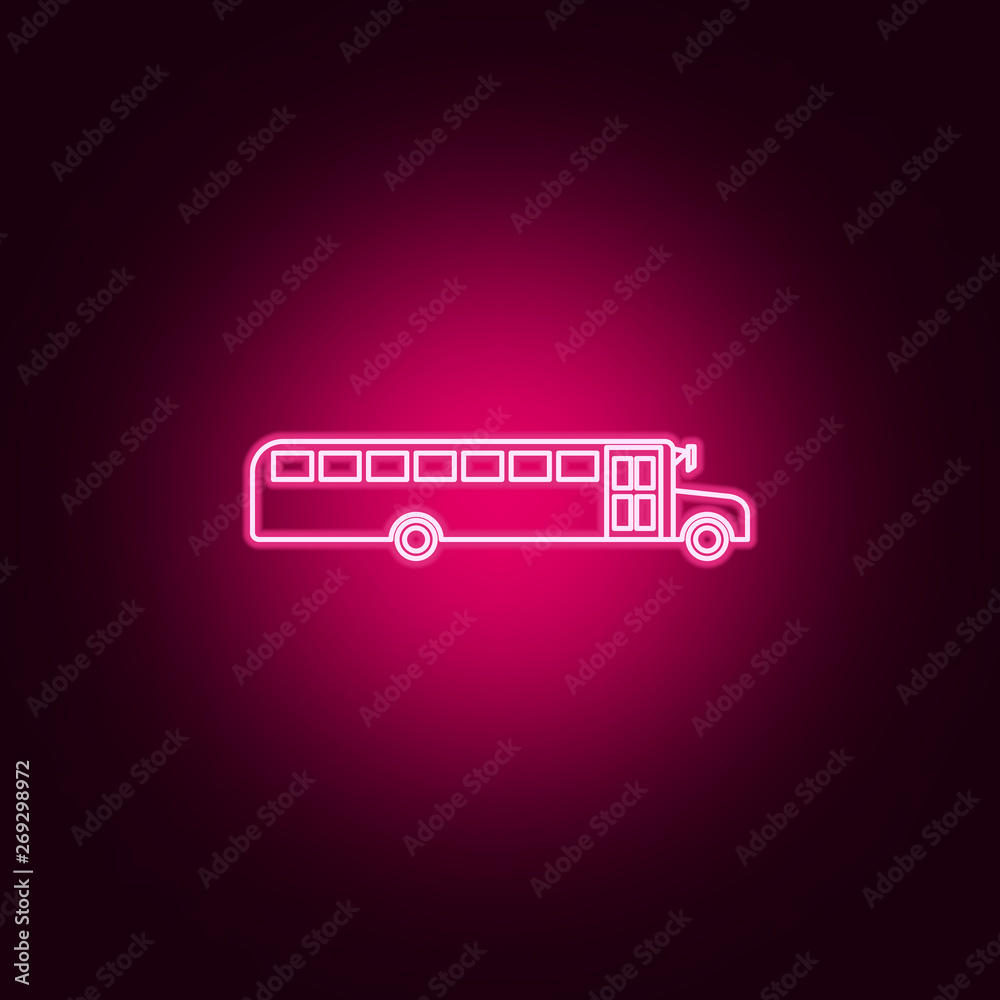 School Bus neon icon. Elements of Transport set. Simple icon for ...