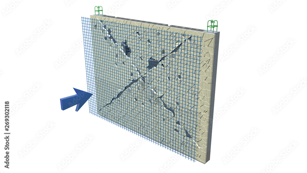 Graphic showing the concept of how to reinforce a cracked wall with ...