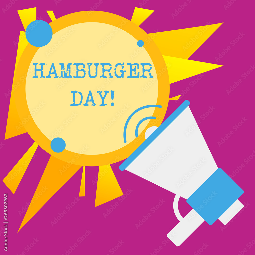 Writing note showing Hamburger Day. Business concept for celebrates the ...