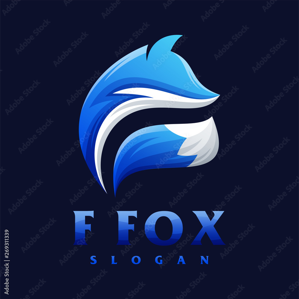 F Fox logo design Stock Vector | Adobe Stock