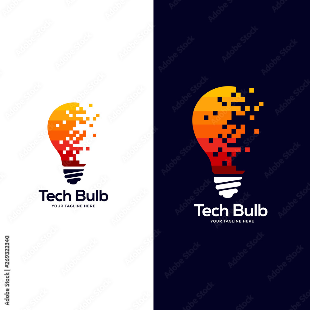 light bulb logo designs concept, creative icon symbol technology logo ...