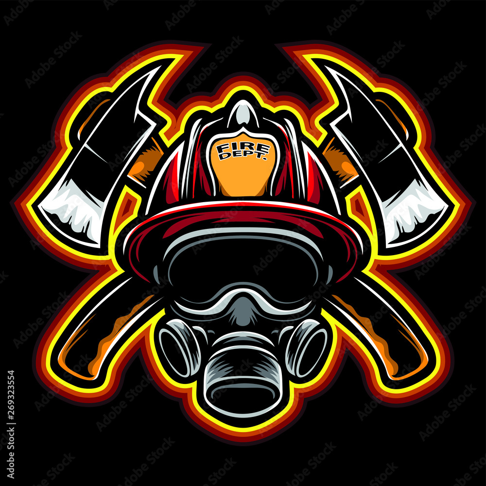 firefighter logo vector and icon Stock Vector | Adobe Stock