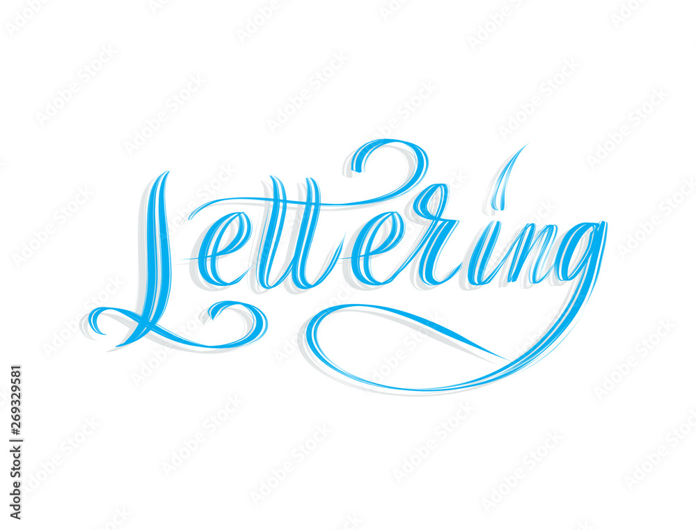The word Lettering written in script isolated on white background Stock ...