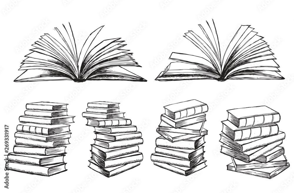 Book vector. Hand drawn illustration in sketch style. Stock Vector ...