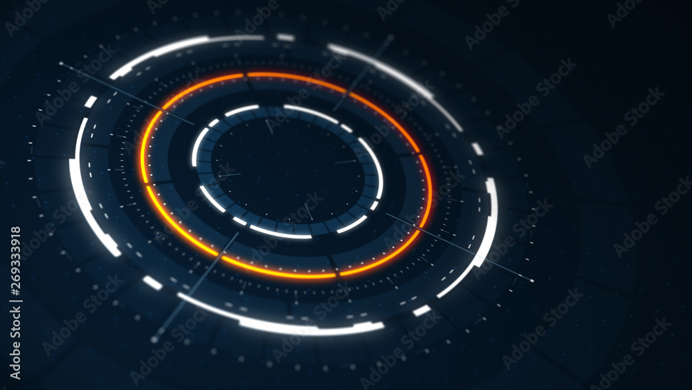 Futuristic conceptual technology background, circular HUD interface ...