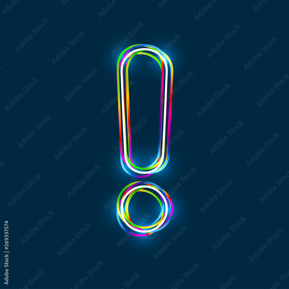 Colorful multi-layered outline of an exclamation point with glowing ...