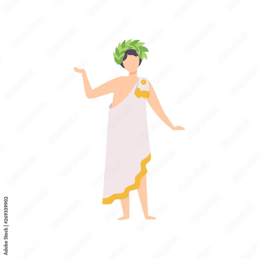 Young Man in Traditional Greek Clothing and Laurel Wreath, Masquerade ...
