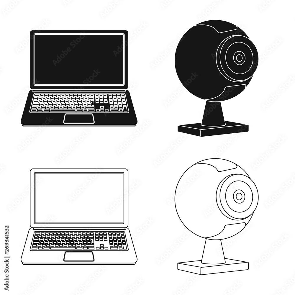 Vector illustration of laptop and device icon. Collection of laptop and ...