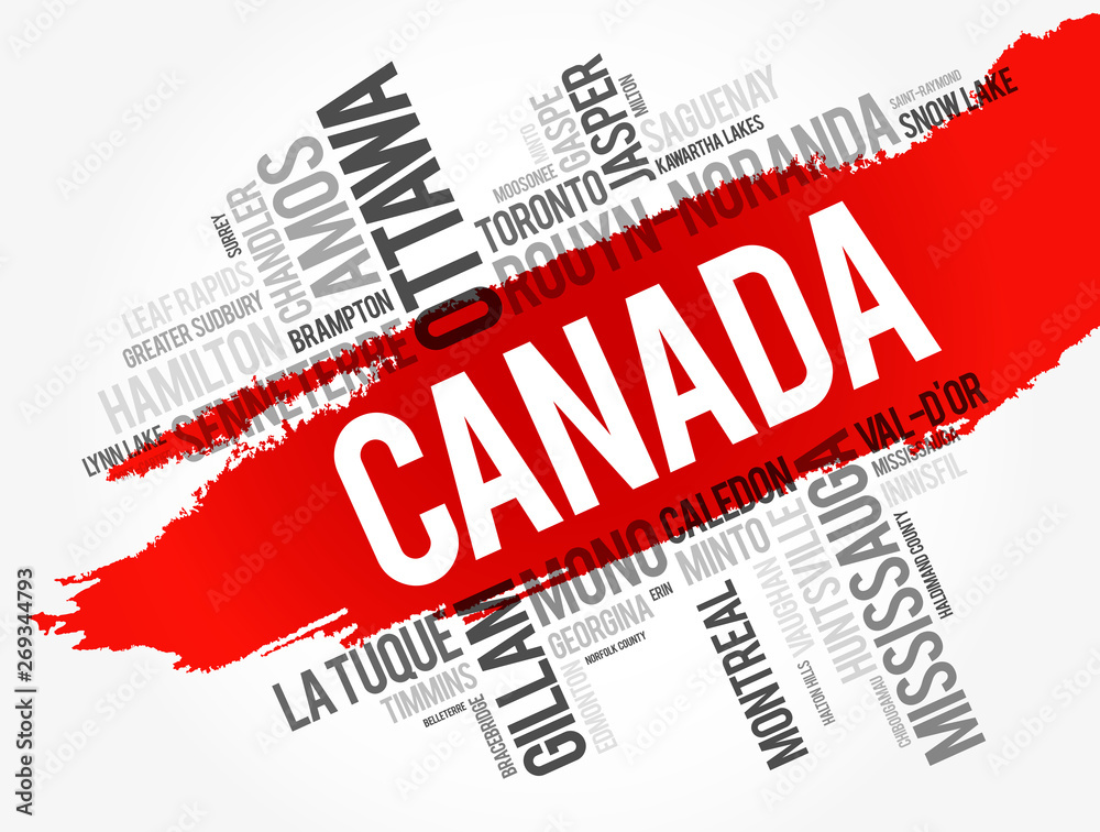 List of cities and towns in Canada, word cloud collage, business and ...