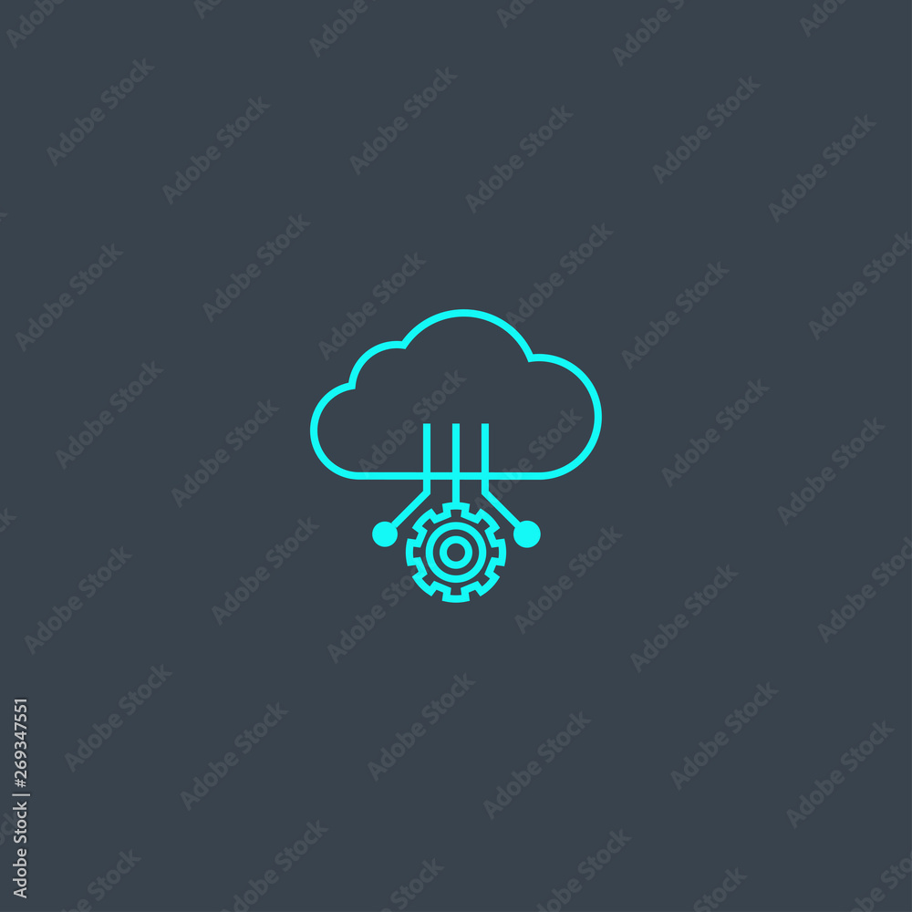 cloud platform concept blue line icon. Simple thin element on dark ...