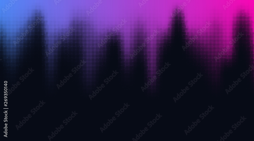 Vector halftone gradient effect. Vibrant abstract background. Retro 80 ...