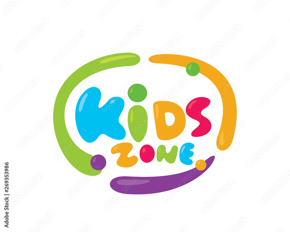 Modern Colorful Kids Zone Sign Logo Illustration In Isolated White ...