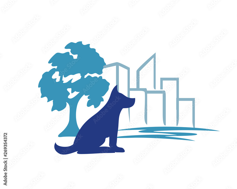 Modern Animal Friendly Dog Park Logo Illustration In Isolated White ...