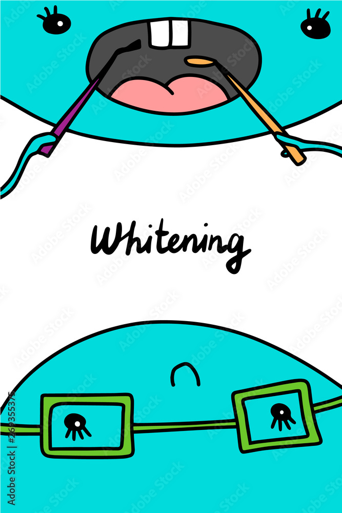 Whitening hand drawn vector illustration. Dental clinic manipulation ...