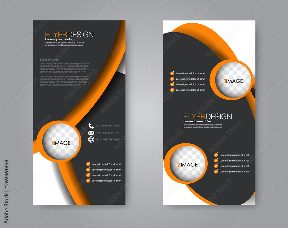 Flyer template. Vectical banner design. Modern abstract two side narrow ...