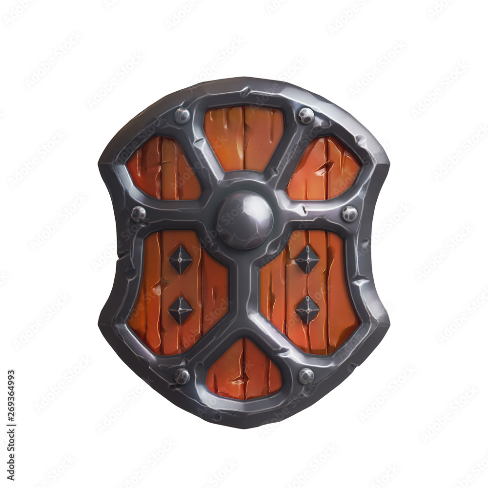 3d rendering of antique fantasy decorative shield isolated on white ...