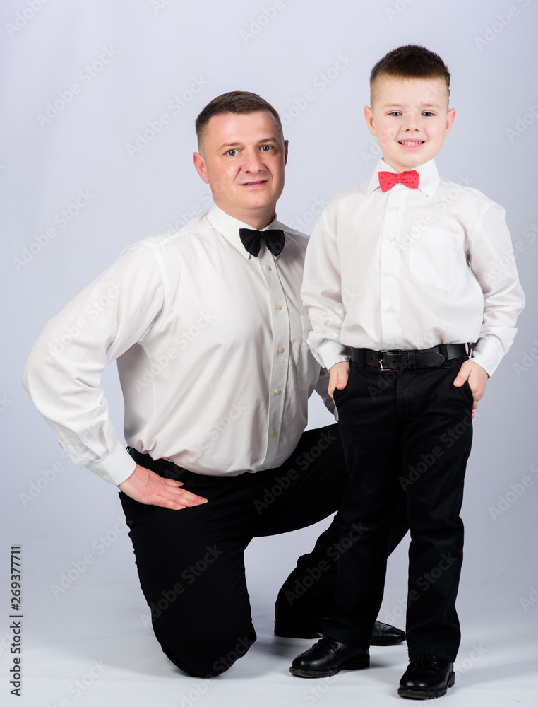 trust and values. patrician male fashion. happy child with father ...