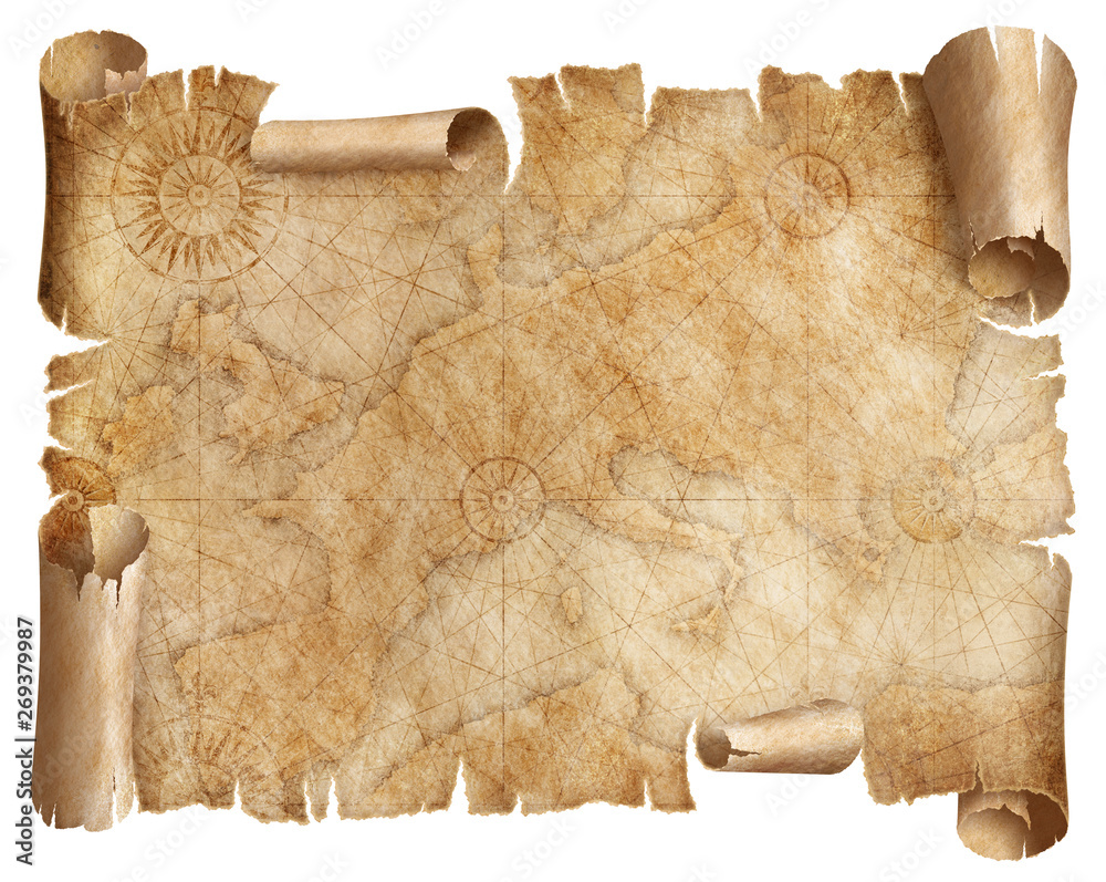 Vintage Europe map parchment isolated on white. Based on image ...