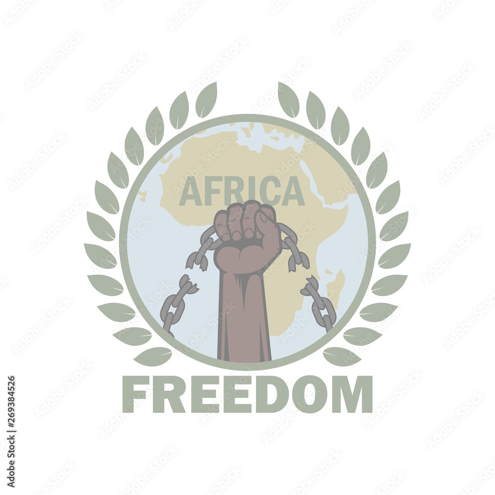 Color illustration on the theme of freedom. African content hand with ...