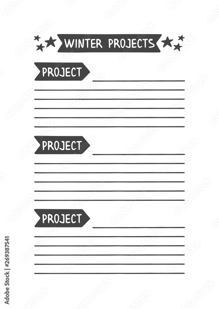 Winter Project. Vector Template for Agenda, Planner and Other ...