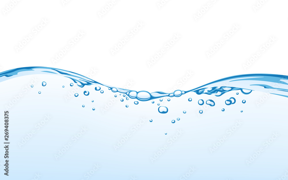 Water splash with bubbles of air, isolated on the white background ...