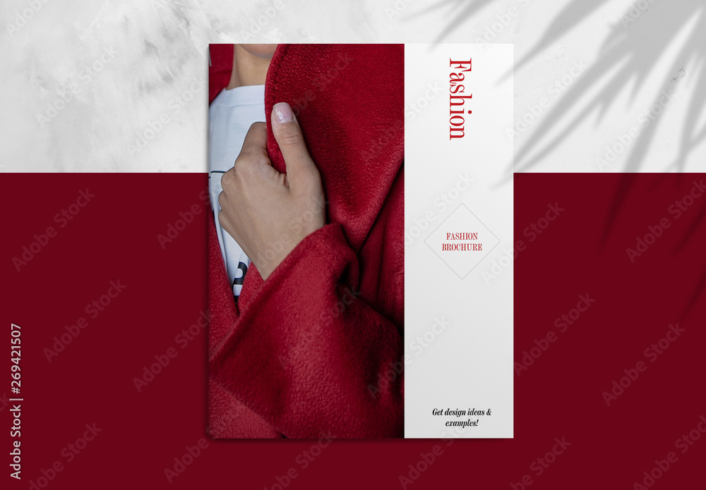Fashion Brochure Layout with Maroon Accents Stock Template | Adobe Stock