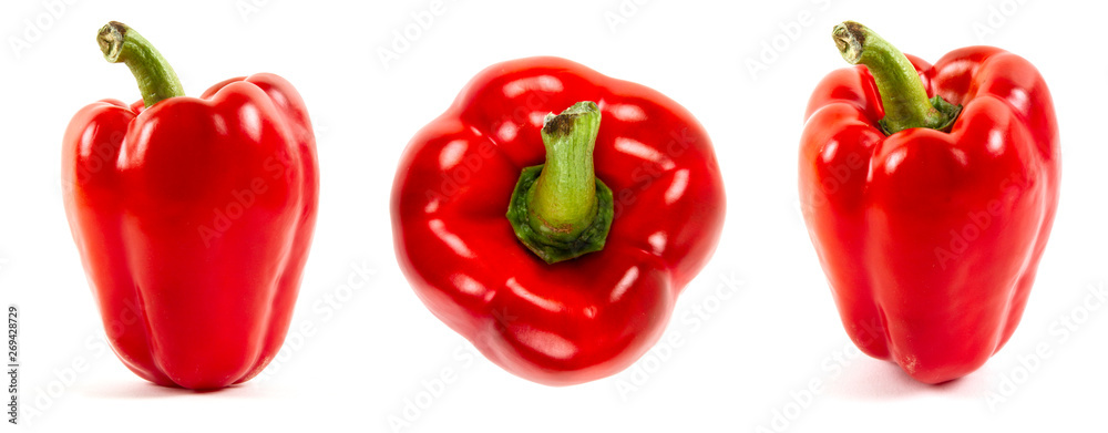 poivrons rouges sur fond blanc différentes vues Stock Photo | Adobe Stock